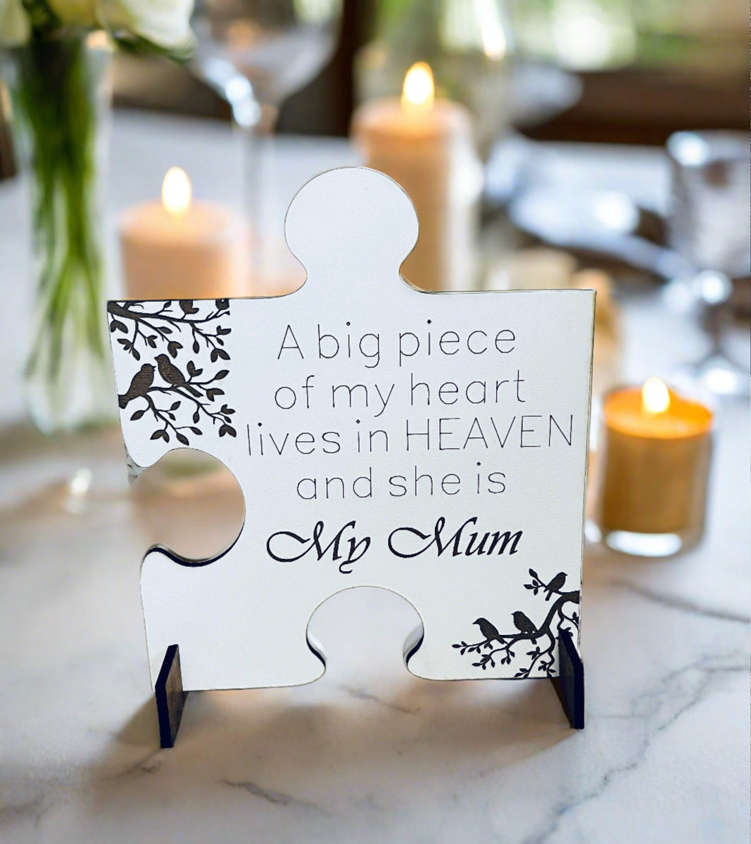 Wooden personalised memorial puzzle shape | Laser LLama Designs Ltd